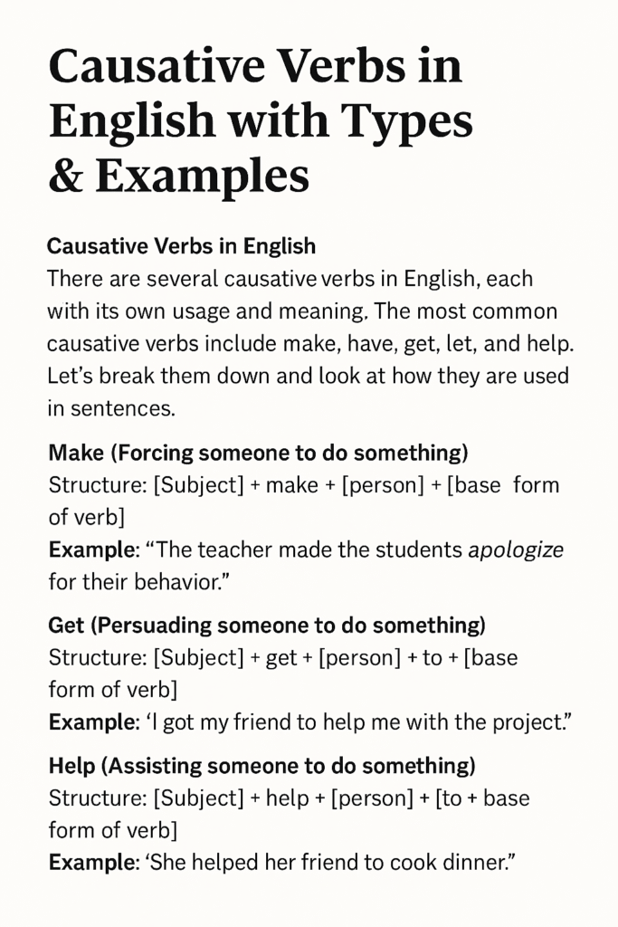 What are Causative Verbs in English | Types with Examples