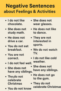 List Of 150 Negative Sentence Examples