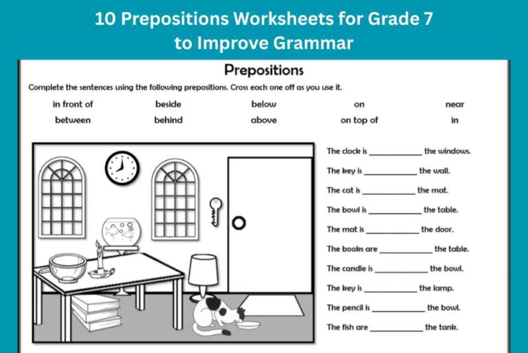 10 Prepositions Worksheets for Grade 7 to Improve Grammar