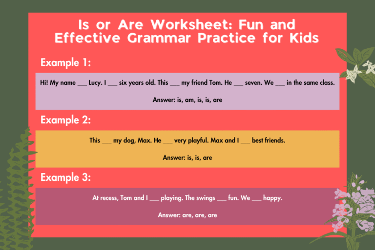 Is or Are Worksheet – Fun English Grammar Exercises for Kids