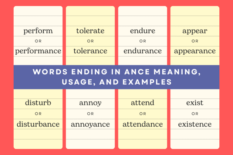 Words Ending in ance | Meaning, Examples & Grammar Guide