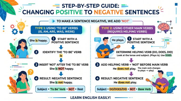 Change into Negative Sentence (Rules, Examples & Practice)